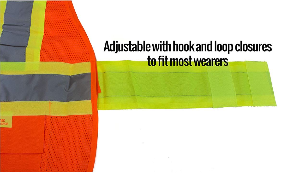 Class 2 Hi Viz Safety Vest with Reflective Strips and Pockets -SAZ8211
