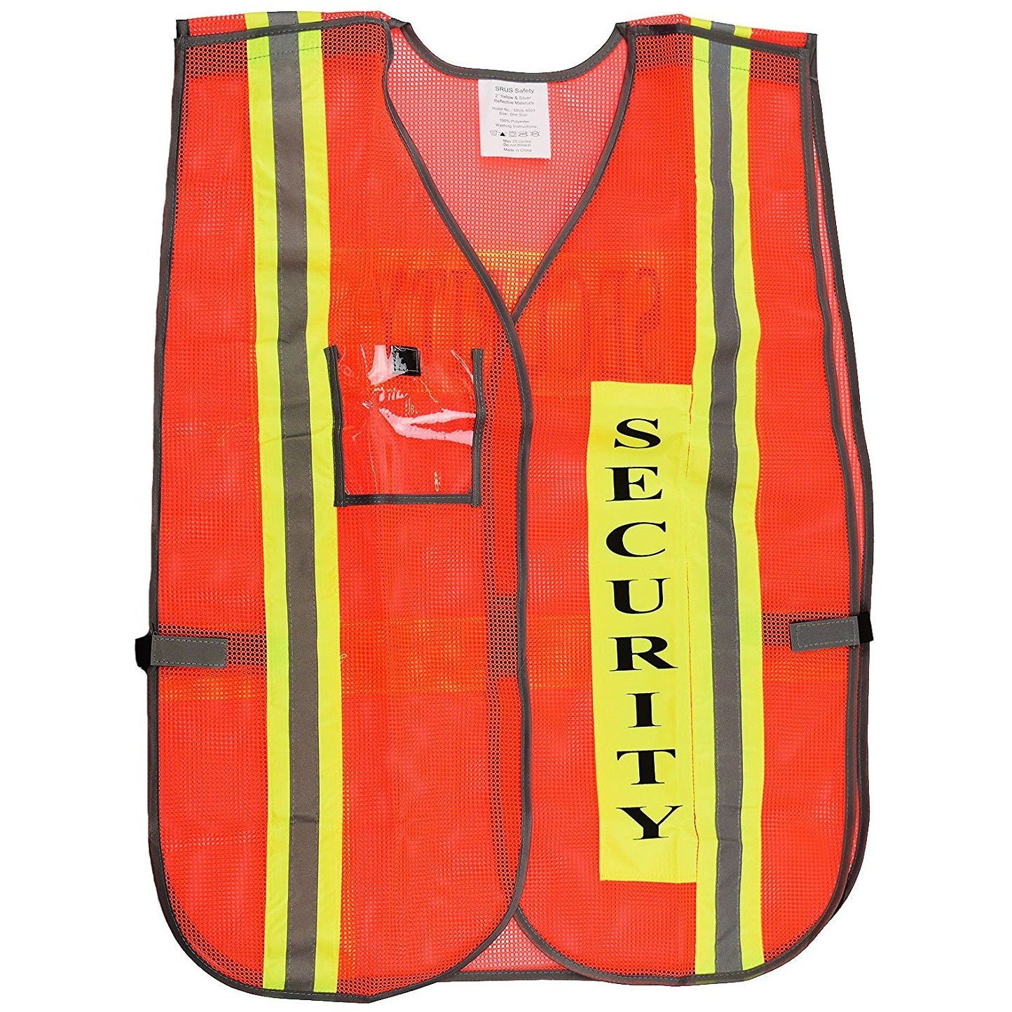 Security Safety Vest with Reflective Strips, One Size Fits All - 8003